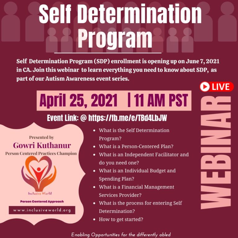 Webinar on Self Determination Program by Gowri Kuthanur – Inclusive World